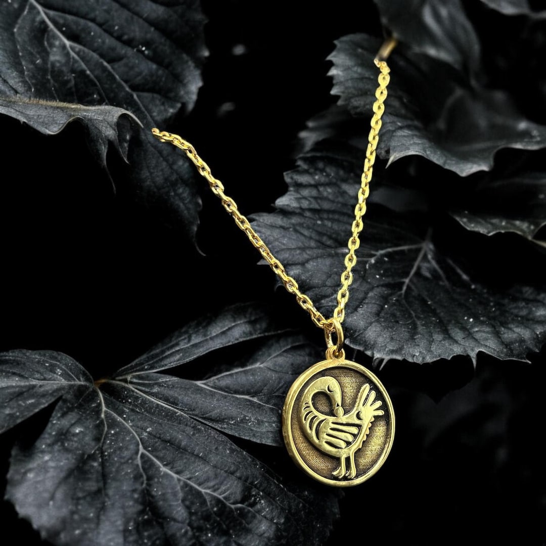 14k Gold Sankofa Bird Necklace, Silver African Pendant, Adinkra Symbol ...