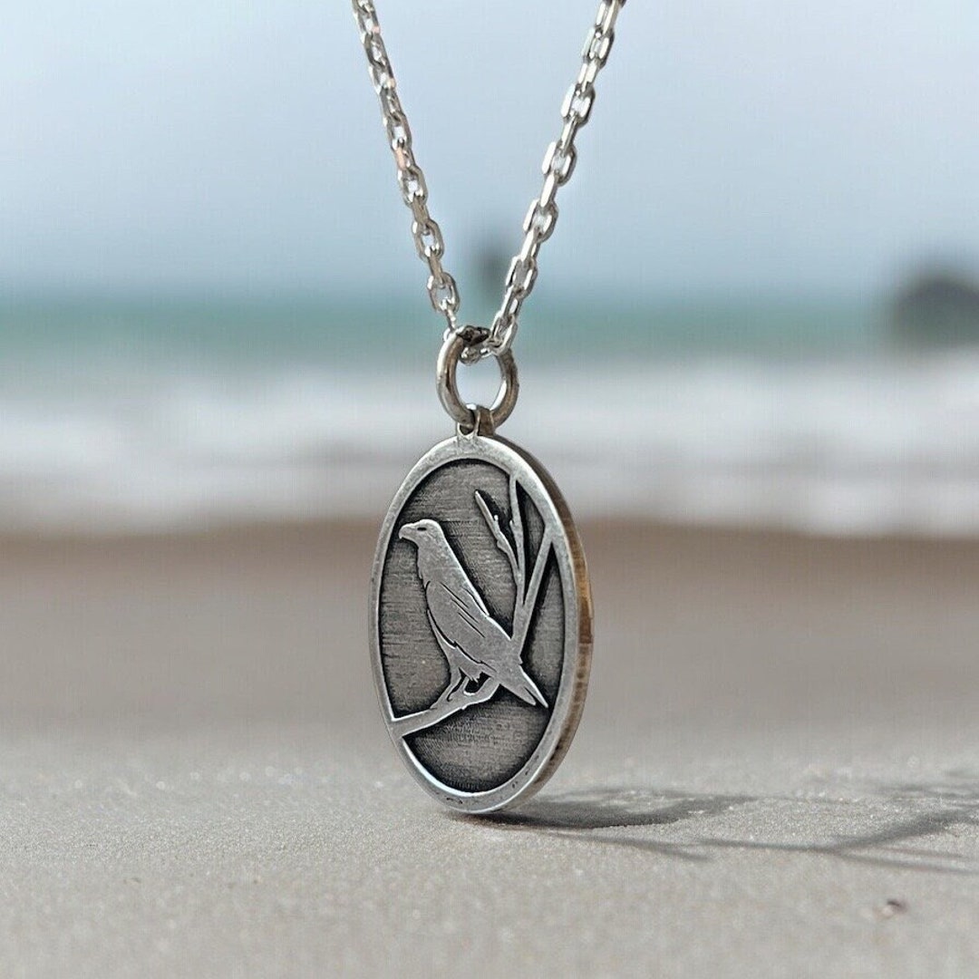 Raven Necklace, Huginn and Muninn Raven Men Necklace, Crow Women Silver ...