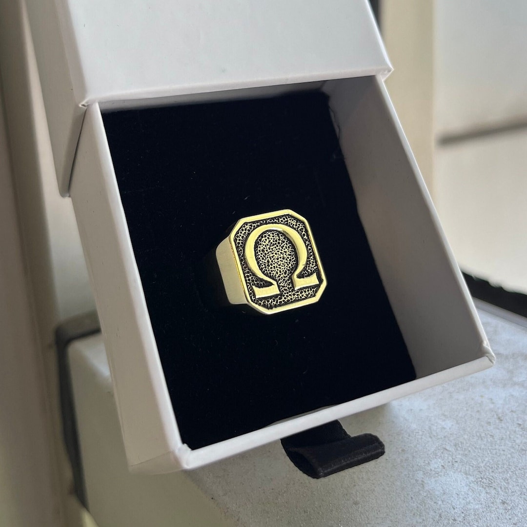 Greek Alphbet Signet Ring, Omega Symbol Ring, Silver Letter Pinky Ring ...