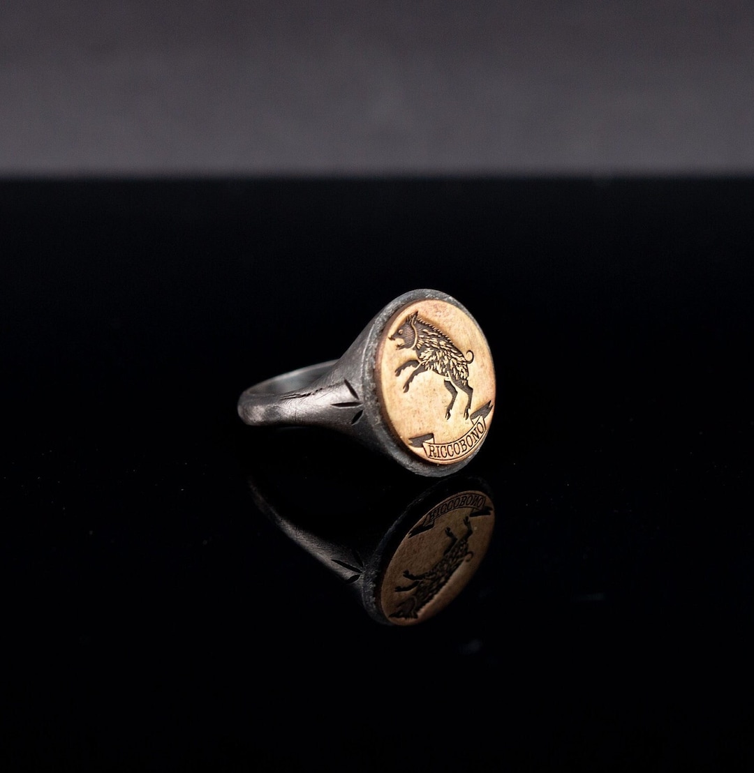 Personalized Wild Boar Ring, Vintage Family Crest Pinky Ring, Family ...