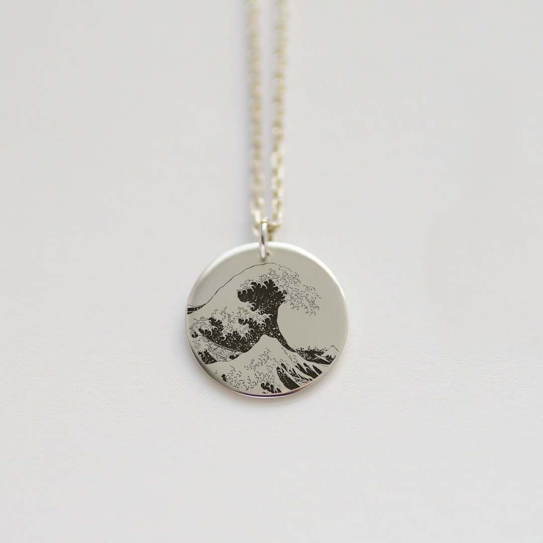 The Great Wave off Kanagawa Silver Necklace, Kanagawa Oki Nami Ura Gold ...