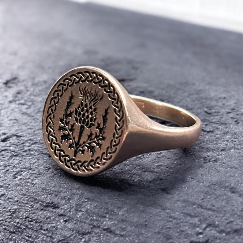 Scottish Thistle Ring, Scotland Signet Ring Women, Flower of Scotland ...