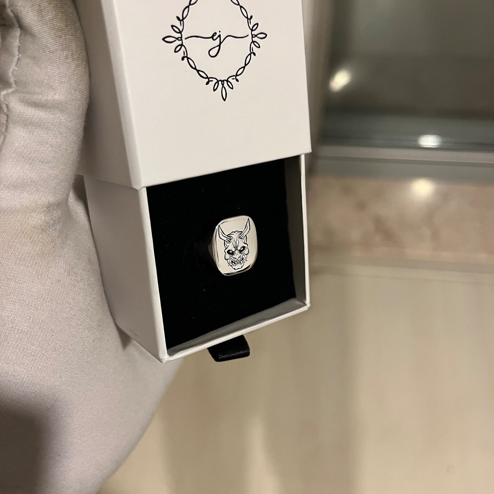 Oni Mask Signet Ring Japanese Tattoo/art Inspired Pinky Ring - Etsy