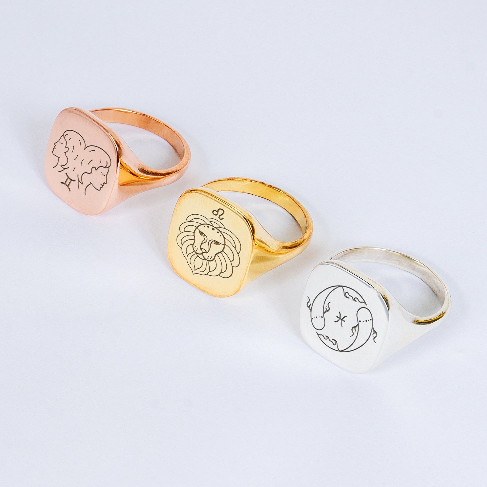 Zodiac Sign Signet Rings Personalized Engraved Silver Ring - Etsy