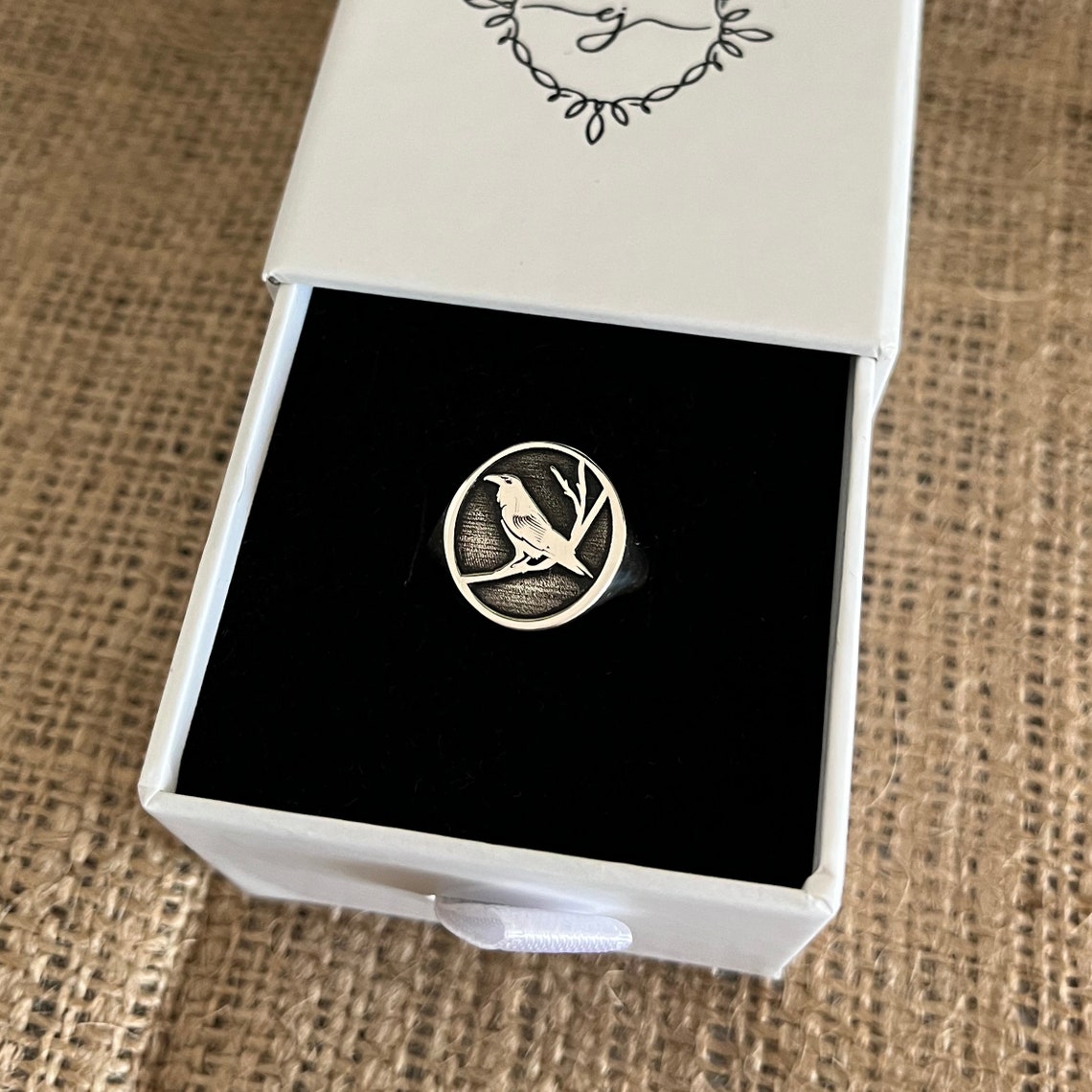 Raven Signet Ring Crow Silver Pinky Ring Corvine Old School | Etsy