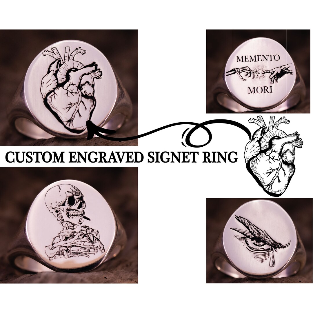 Custom Engraved Signet Ring, Custom Silver Pinky Ring, Personalized ...
