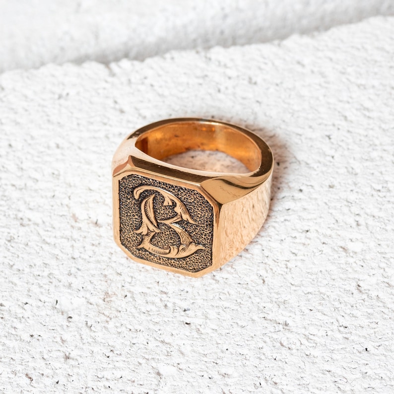 Personalized Monogram Rings for Men Custom Gold Filled | Etsy