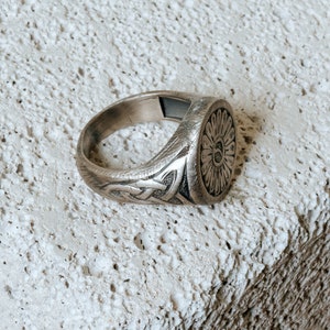 Vintage Celtic Ring Men, Viking Daisy Ring Women, Flower Signet Ring ...