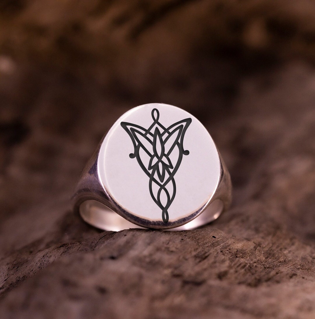 LOTR Arwen Ring, Eflique Evenstar Signet Ring Women, Elf Princess Pinky ...