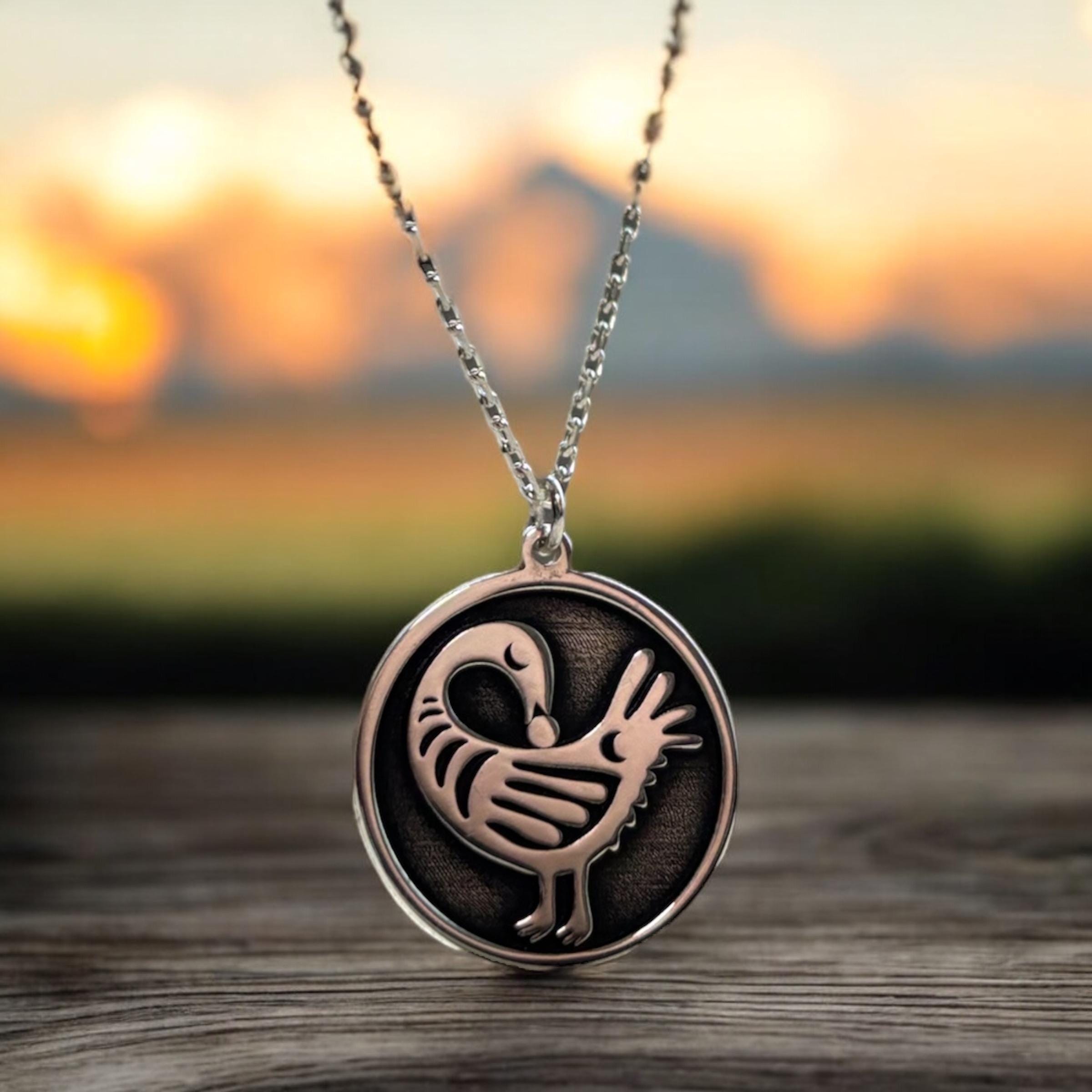 14k Gold Sankofa Bird Necklace, Silver African Pendant, Adinkra Symbol ...