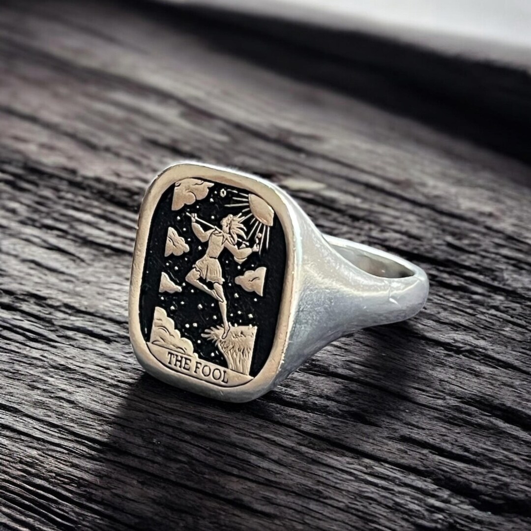 The Fool Ring, Tarot Card Signet Ring Women, Tarot Lover Pinky Ring Man ...