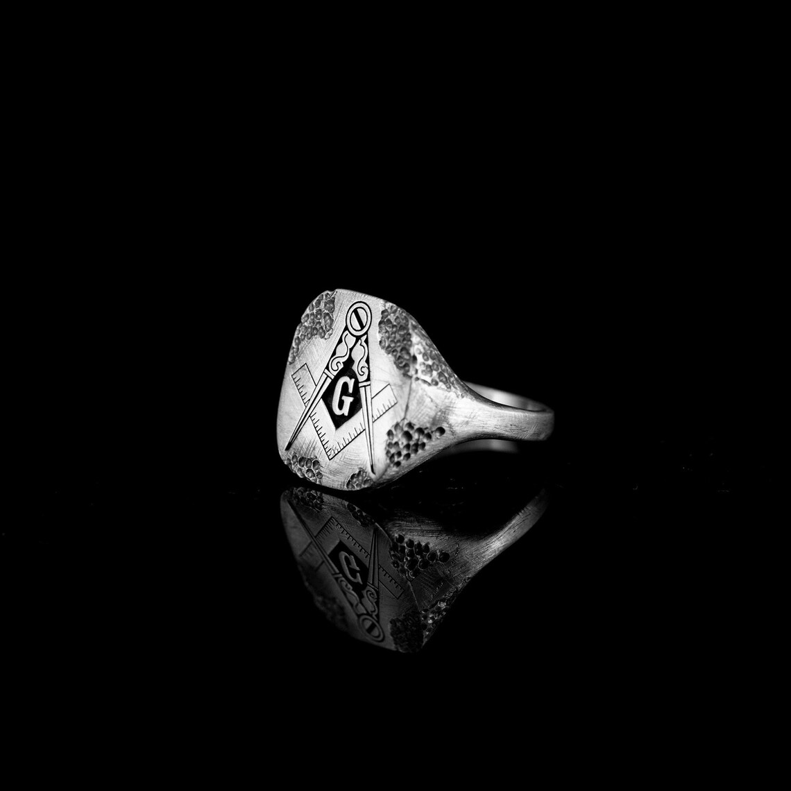 Masonic Ring, Master Mason Handmade Sterling Silver Men Signet Ring ...