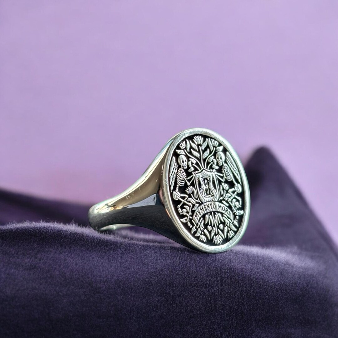 Memento Mori Ring, Memento Vivere Signet Ring Men, Stoicism Pinky Ring ...