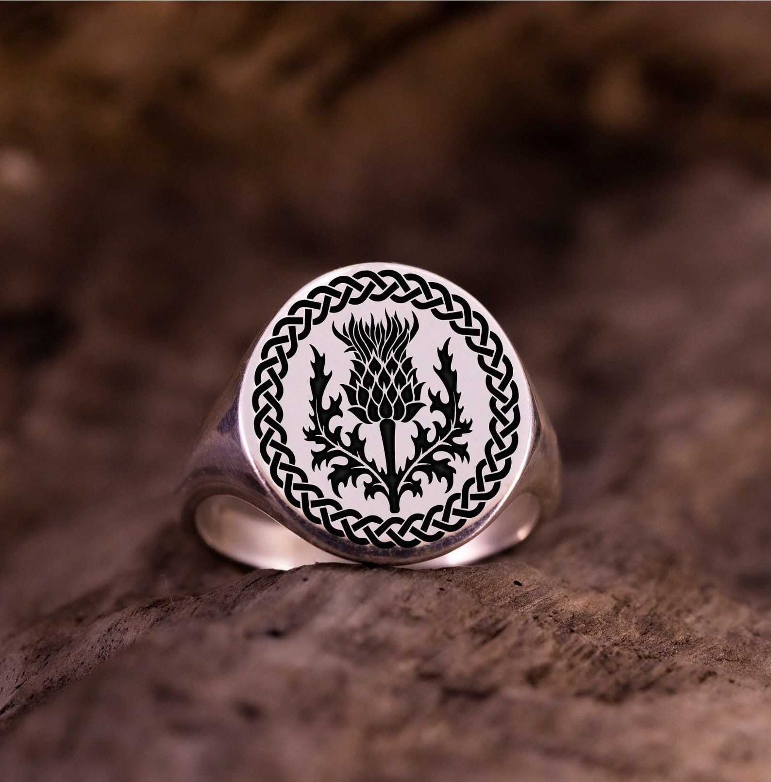 Scottish Thistle Ring, Scotland Signet Ring Women, Flower of Scotland ...