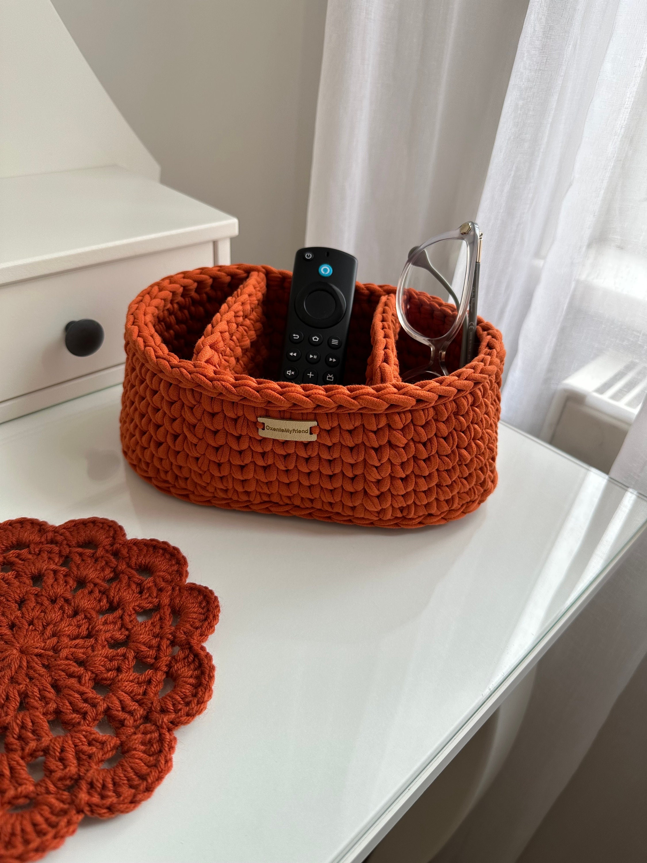 Oval Baskets With Dividers Eye Glass Holder Remote Control - Etsy