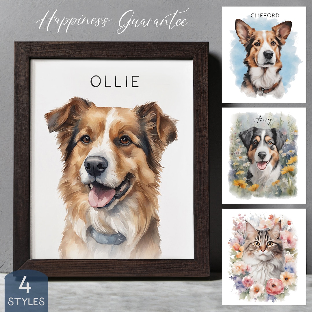 Pet Memorial Gift, Pet Portrait, Pet Painting, Pet Loss Gift, Dog ...