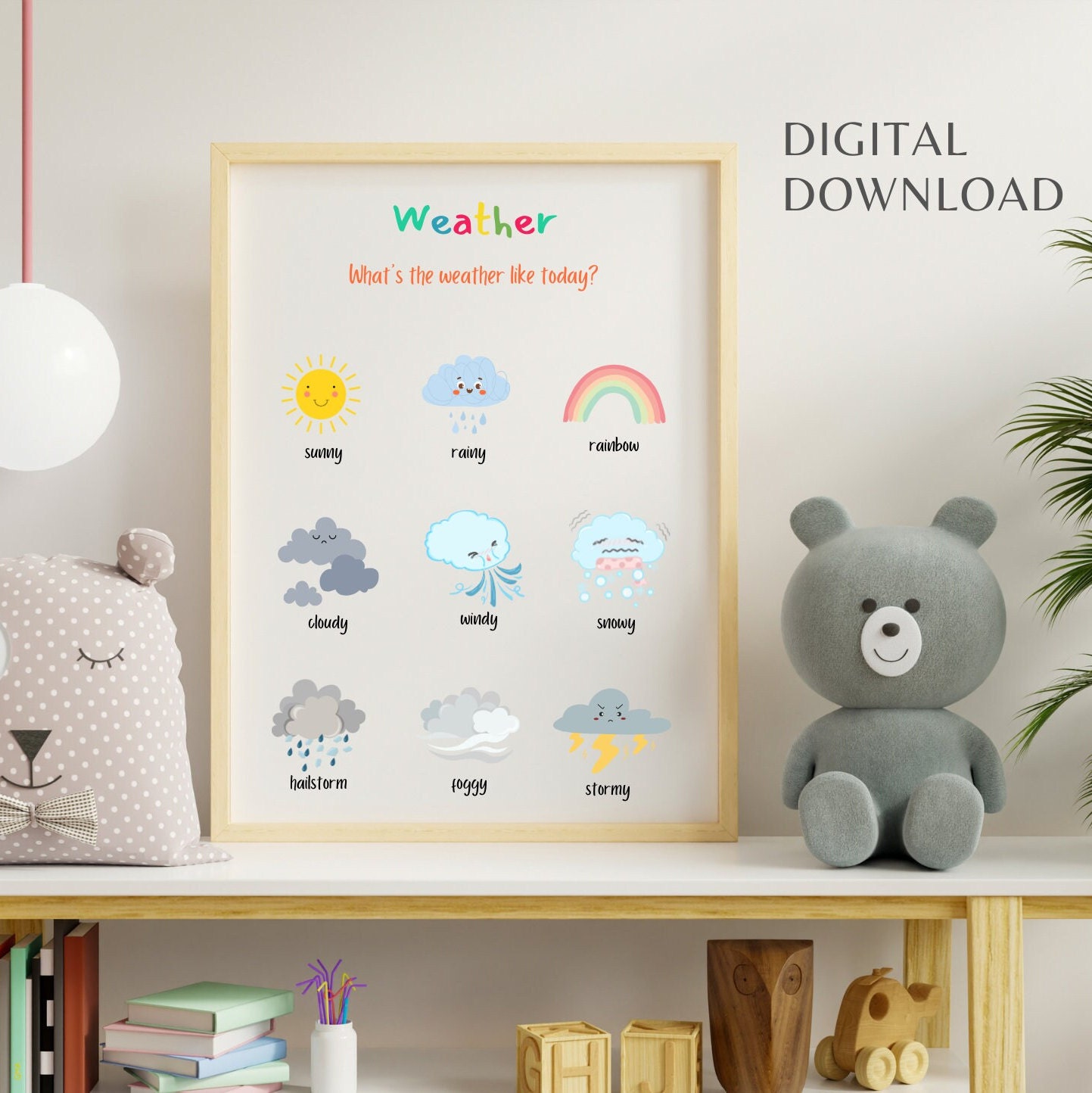 Printable Weather Chart for Montessori Nursery or Classroom - Etsy