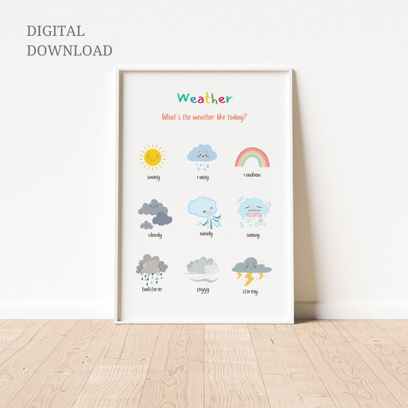 Printable Weather Chart for Montessori Nursery or Classroom - Etsy