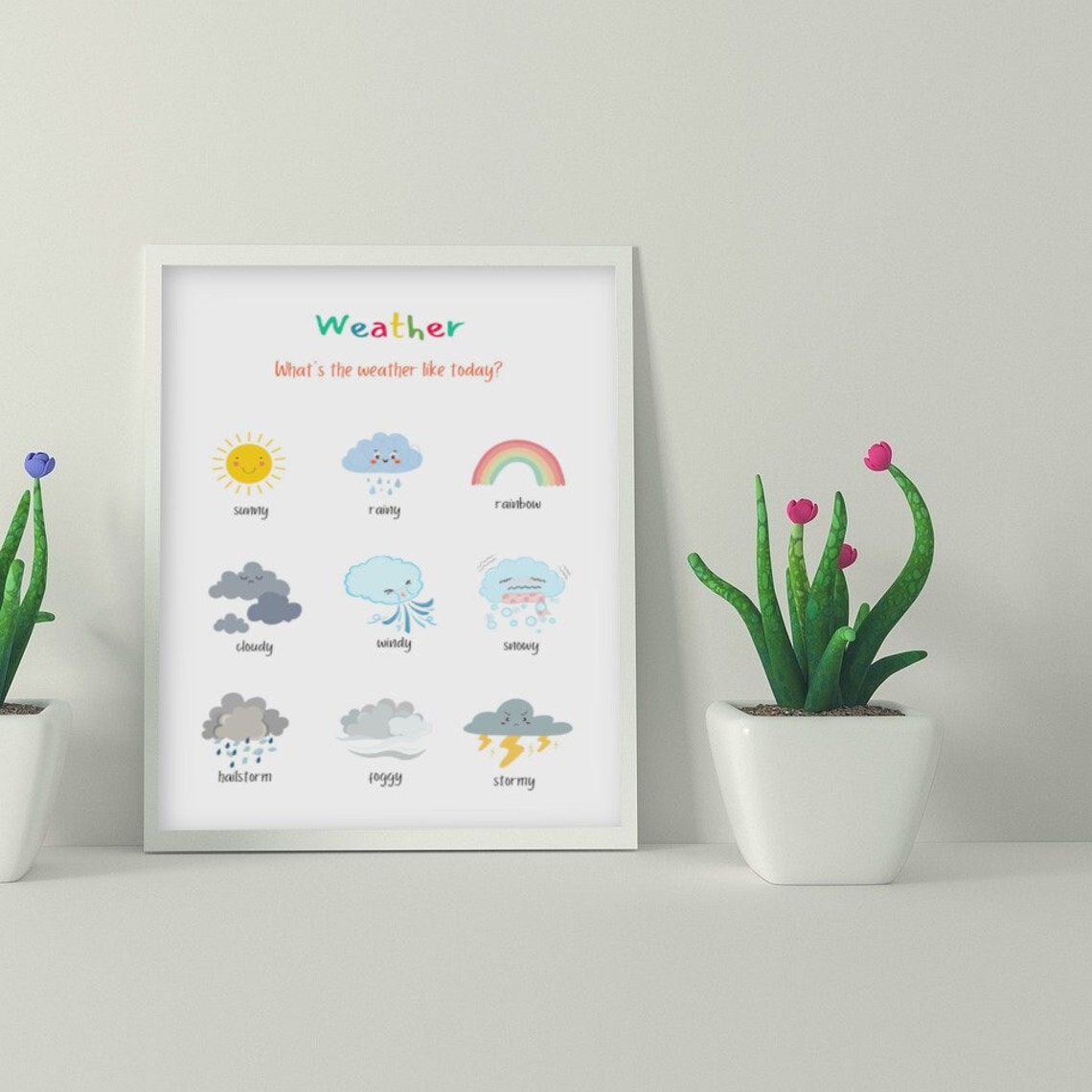 Printable Weather Chart for Montessori Nursery or Classroom - Etsy
