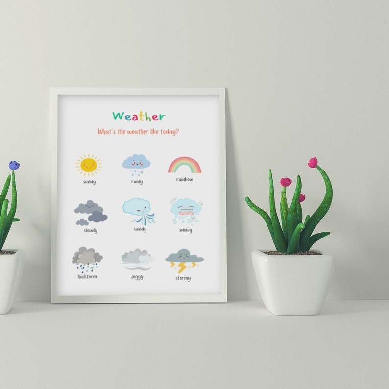 Printable Weather Chart for Montessori Nursery or Classroom - Etsy