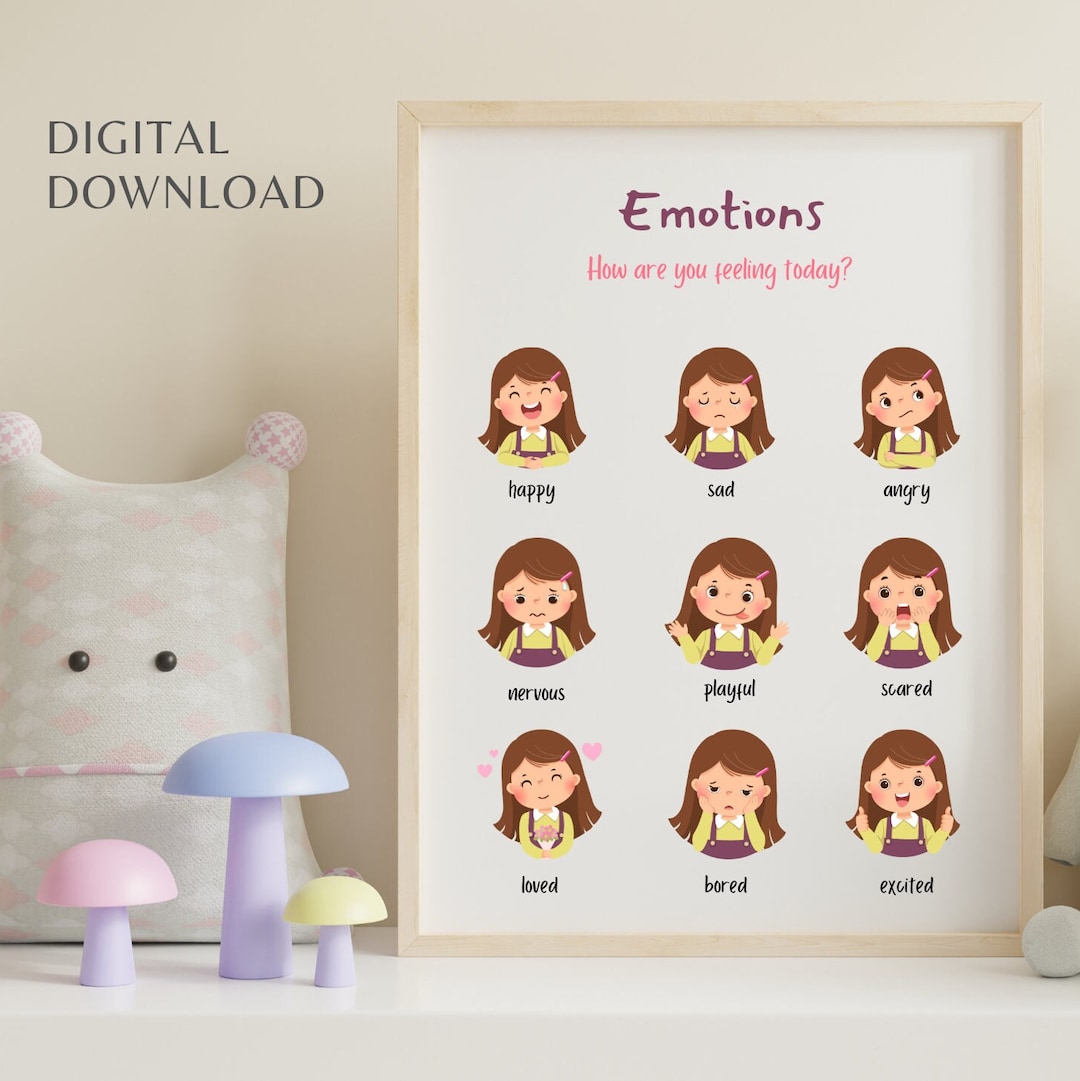 Feelings Chart for Toddlers - Playroom Wall Art - Etsy