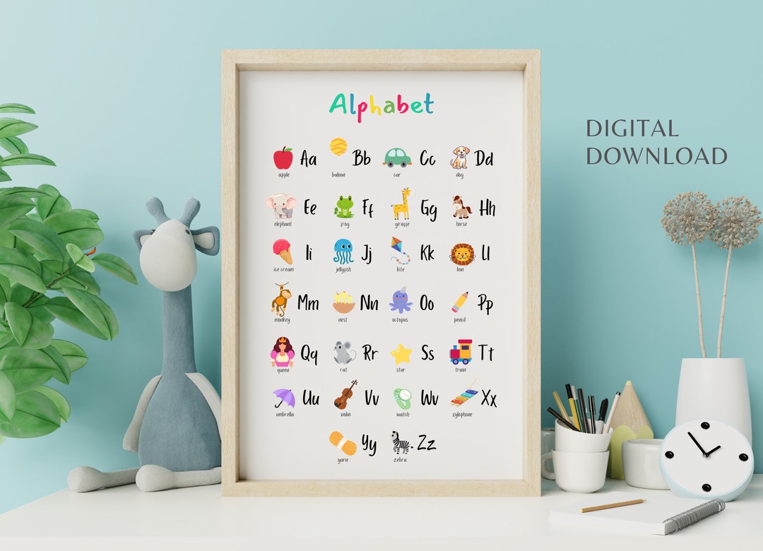 Colorful ABC Alphabet Poster for Kids Educational Wall Art - Etsy