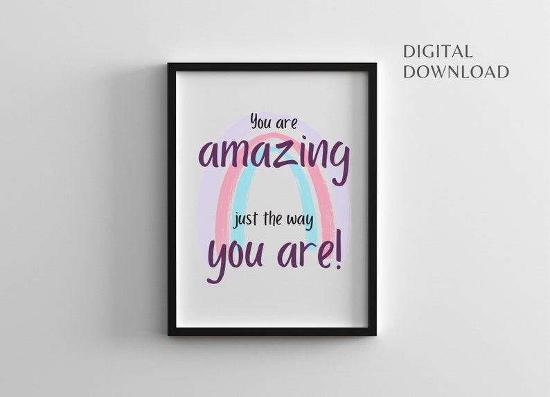 Motivational Poster for Kids You Are Amazing Just the Way - Etsy