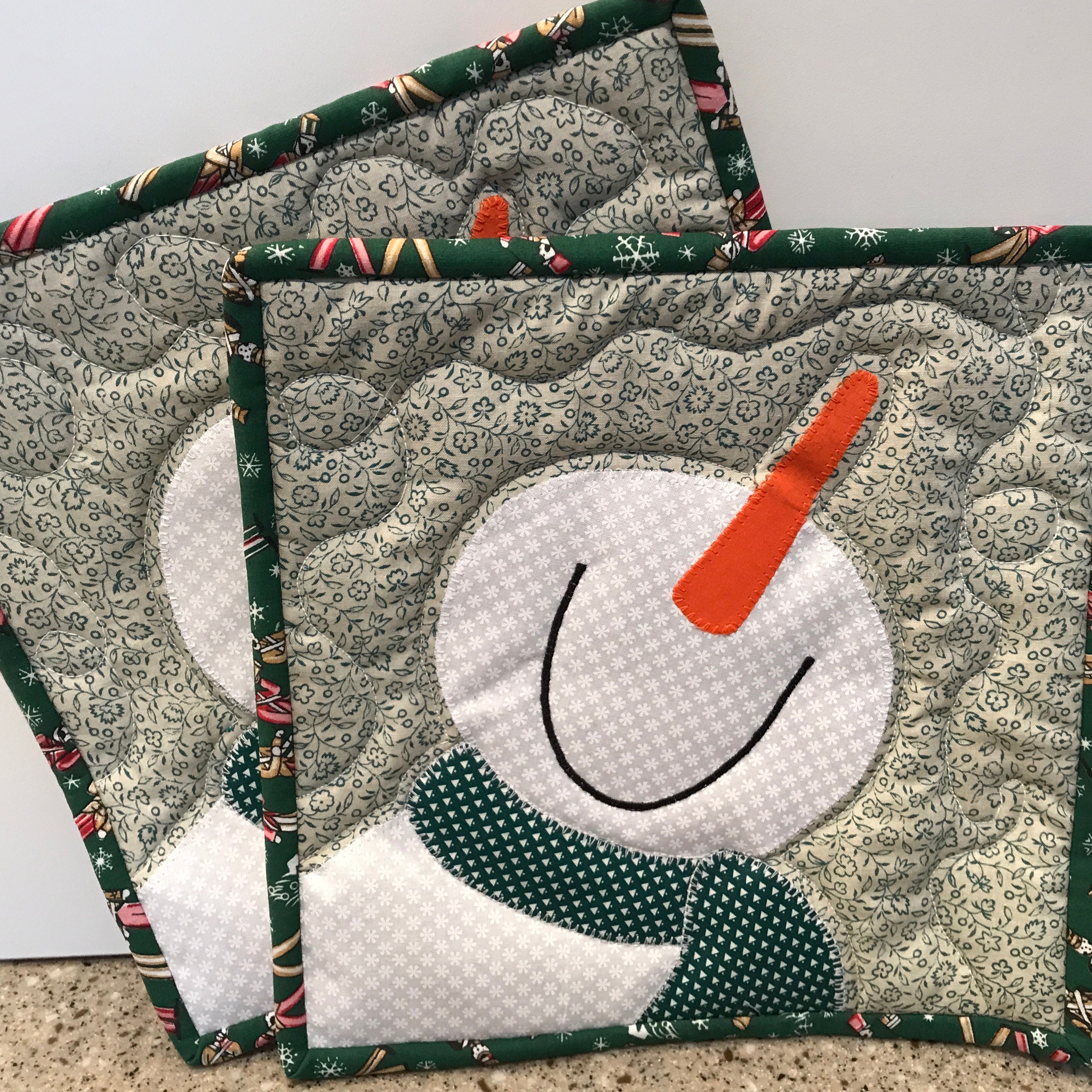 Jumbo Happy Snowman Trivet 1 Potholder Hot Pad Handcrafted 10.5 X 10.5 ...