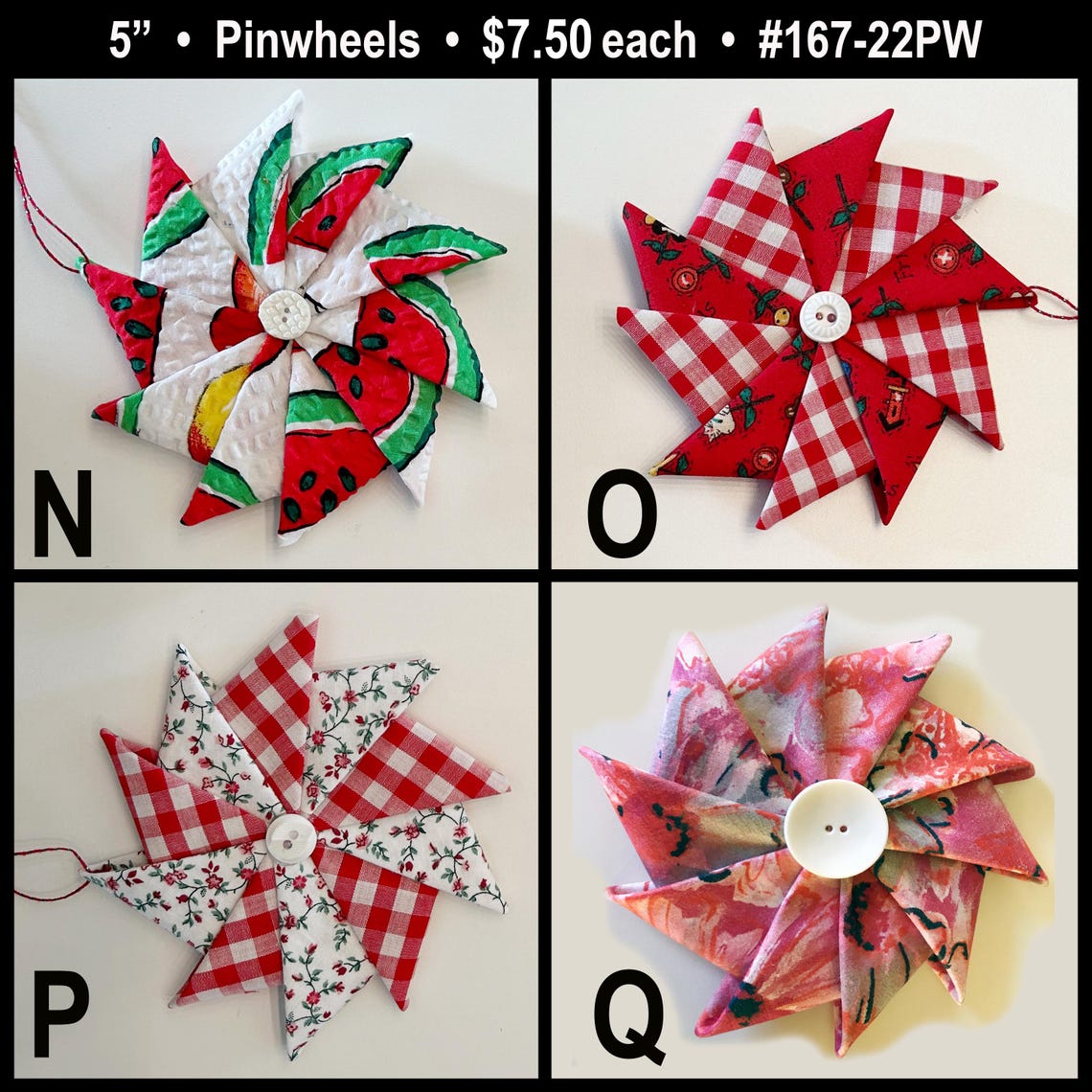 Pinwheel Fabric Decoration | Spirals | 5" or 6" | Multi Colors ...