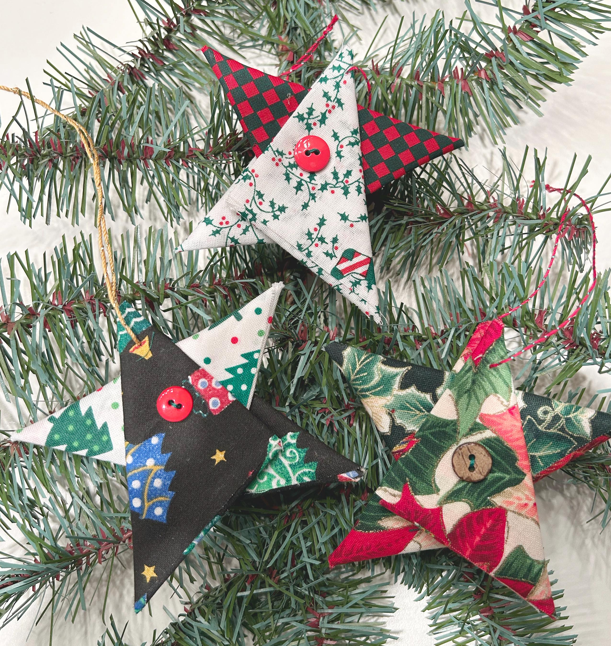 Handmade Patchwork Star Ornament: Cotton Fabric Holiday Decor, 3.5" X 3 ...