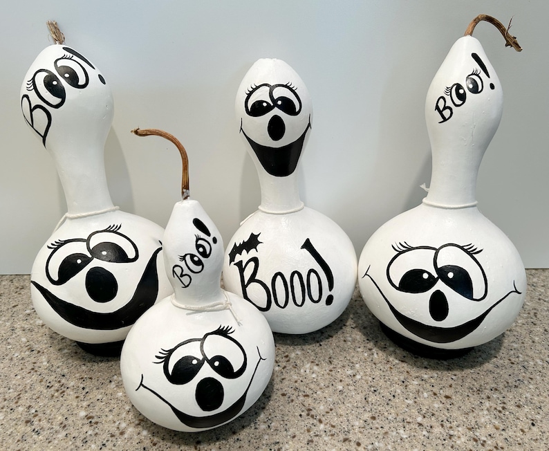 Hand Painted Ghost Gourd: Halloween Decoration (7" to 12" Tall) - Etsy