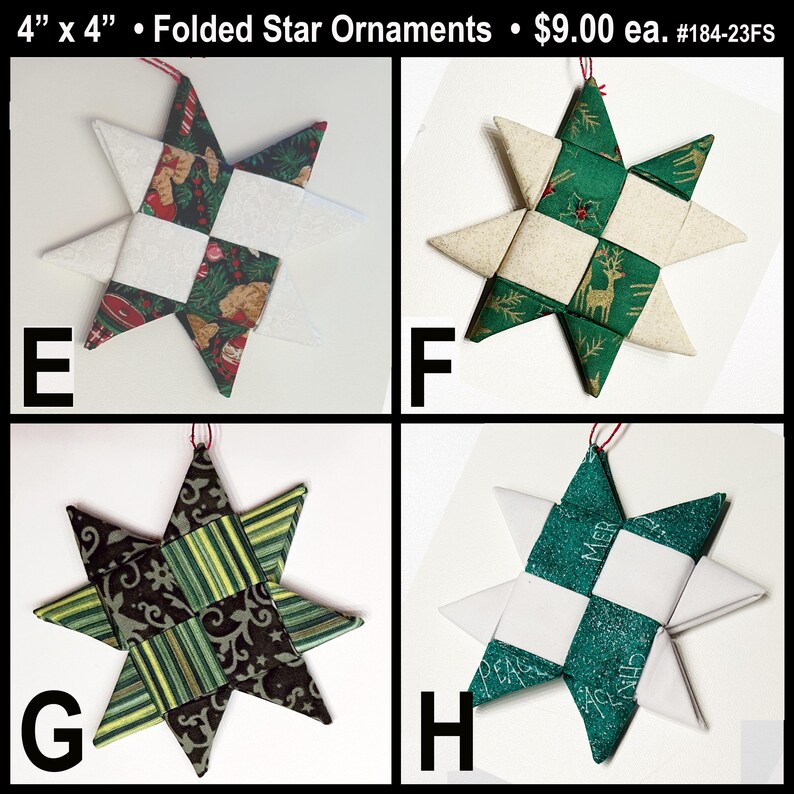 Christmas Ornament | Folded Star | Handmade | Assorted Colors | 4" X 4 ...