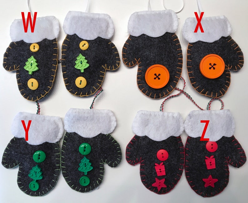 Christmas Decoration | Mittens With Buttons | Wool Felt | Pairs - Etsy