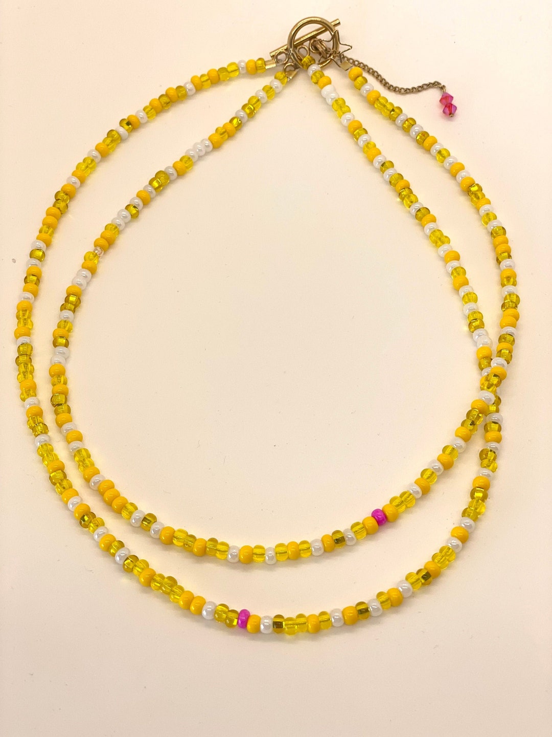 Zuma Beach Handcrafted Double Strand Necklace Bright Yellow, A Splash ...