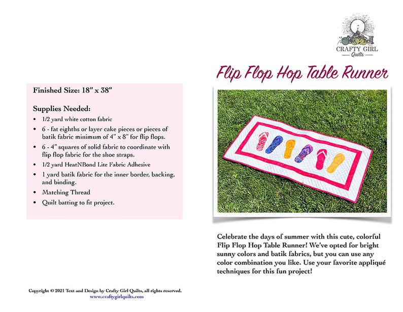 Flip Flop Hop Table Runner - PDF - Digital Pattern - Etsy