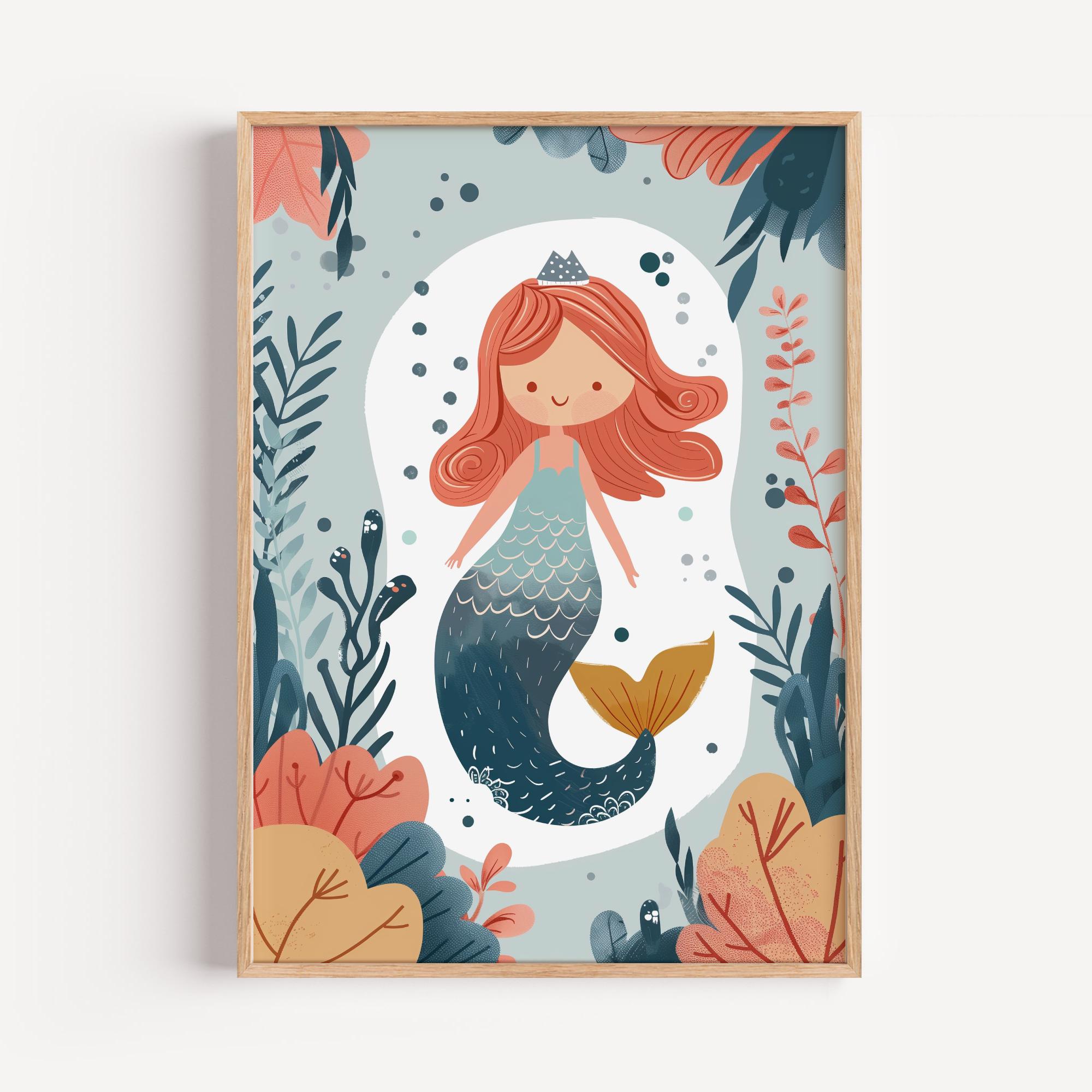 Mermaid Poster for Girls Bedroom Under the Sea Wall Art for Bedroom ...