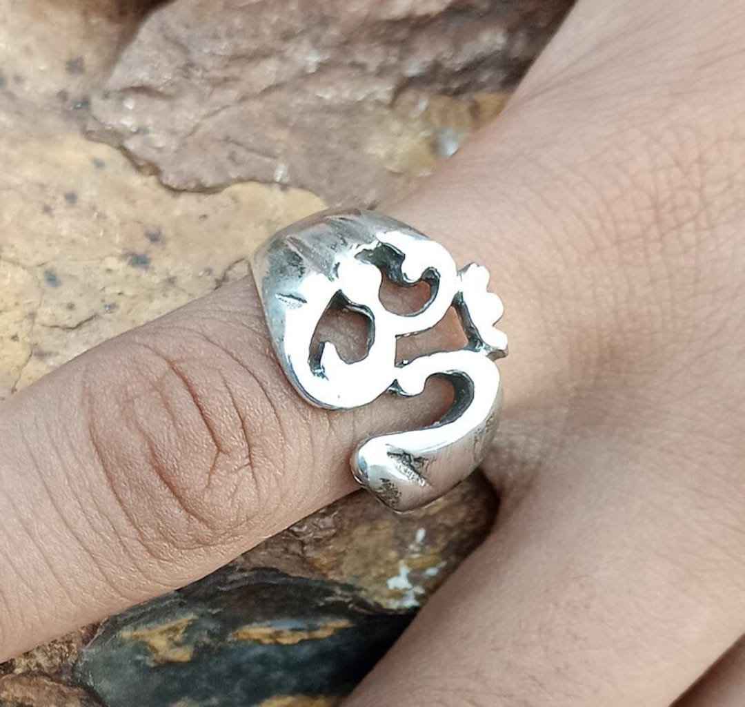 Silver Om Ring Spiritual Aum Symbol 925 Sterling Silver Yoga Aum Symbol ...