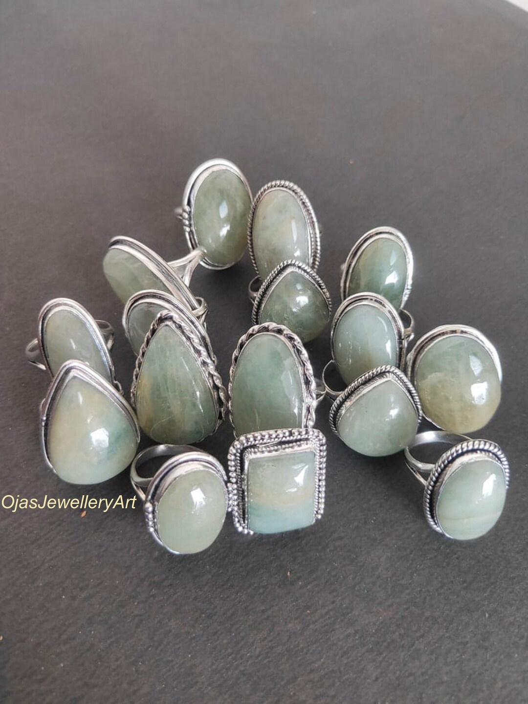 Natural Aqua Marine Stone Ring,925 Silver Plated Ring ,handmade Ring ...