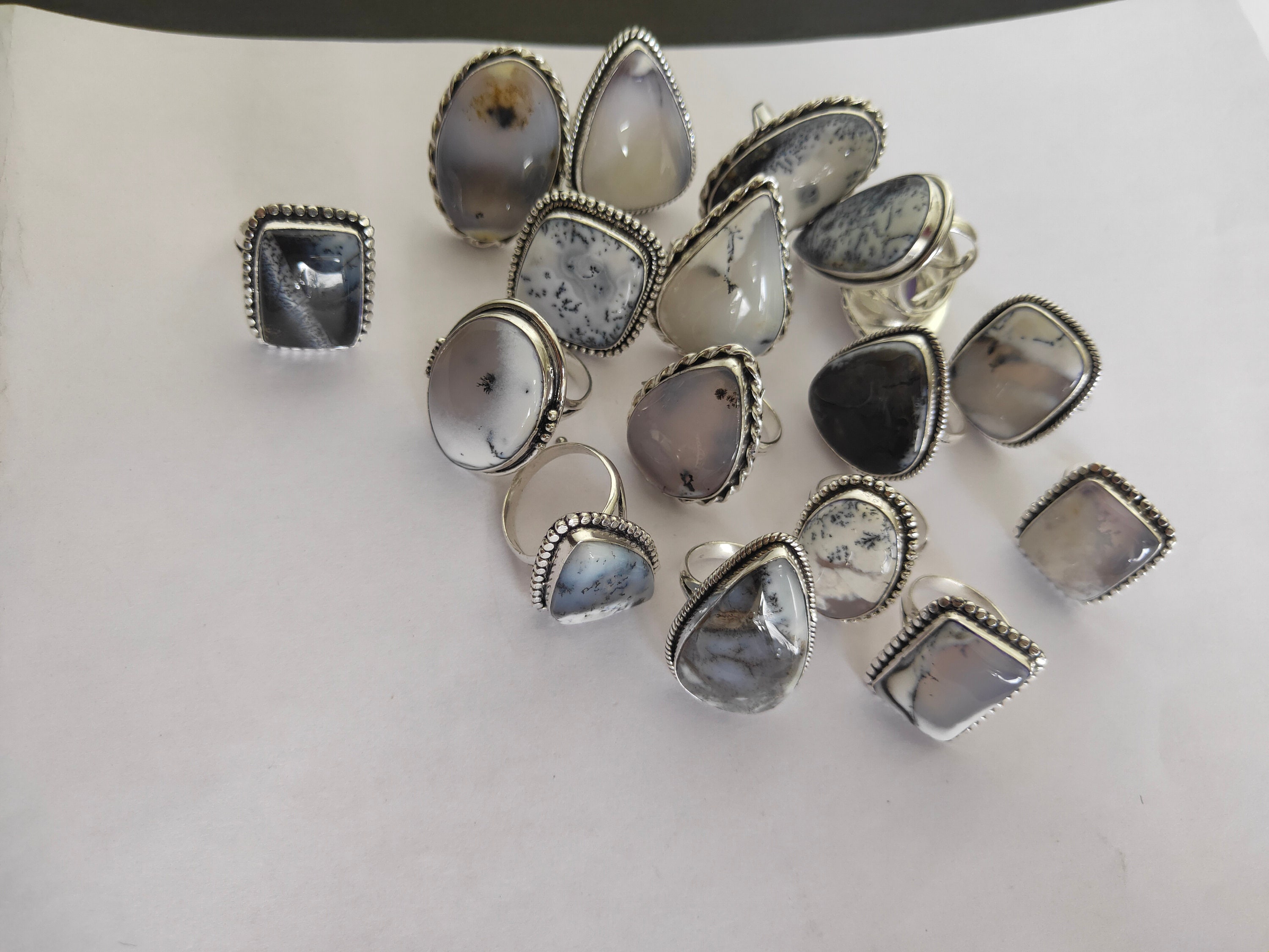 Natural Dendrite Opel Gemstone Ring German Silver Ring | Etsy