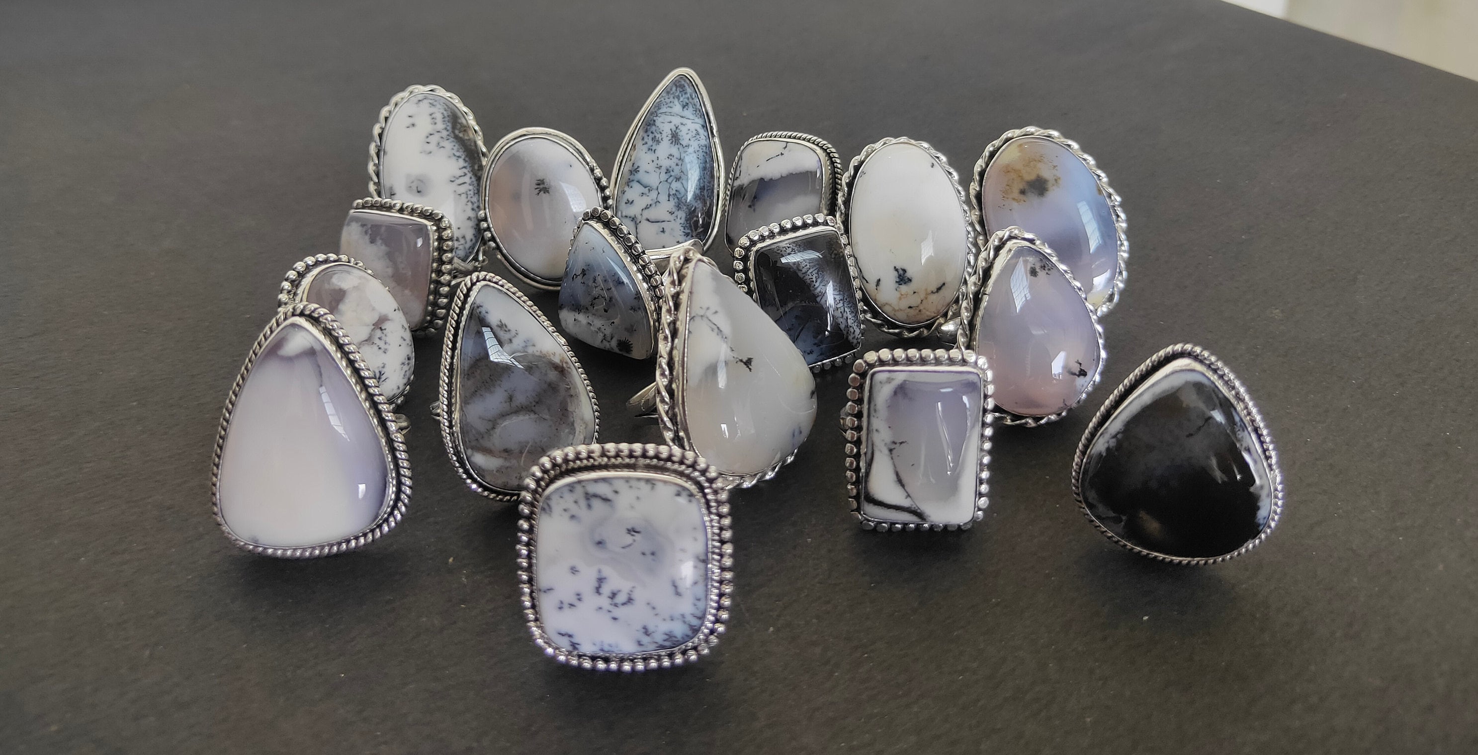 Natural Dendrite Opel Gemstone Ring German Silver Ring | Etsy