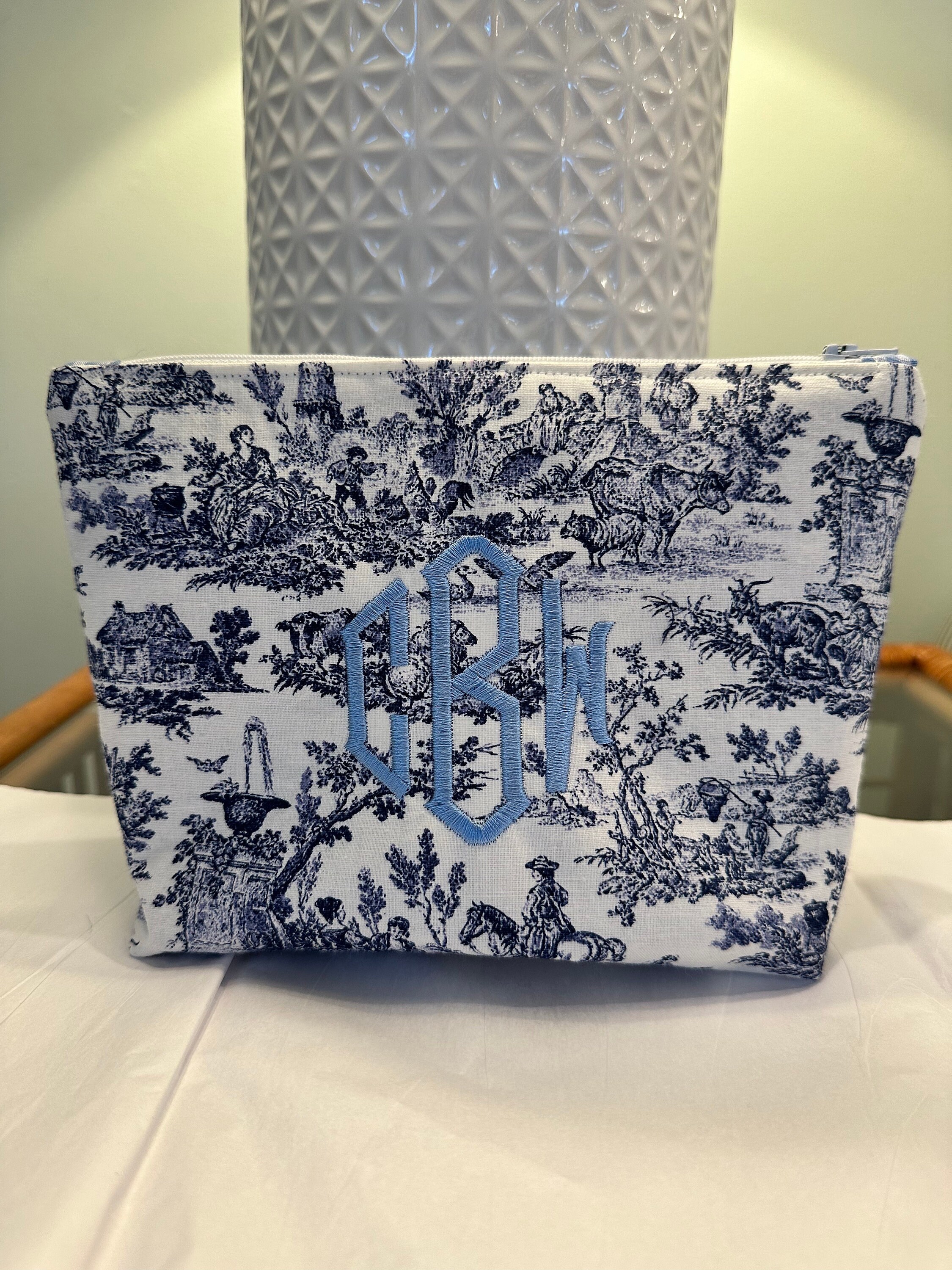 Toile Accessory Bag With Monogram - Etsy