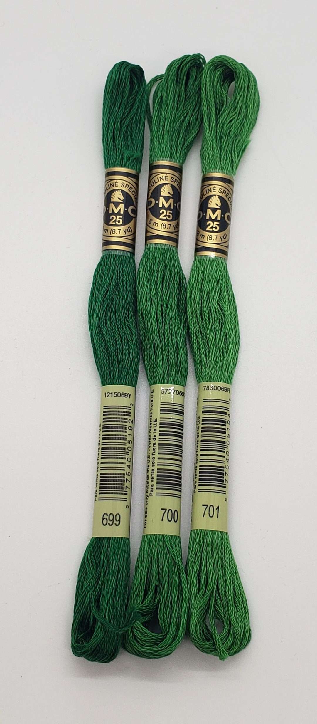 Christmas Green Color Family DMC 6-strand Embroidery Cotton 3 Skeins 8 ...