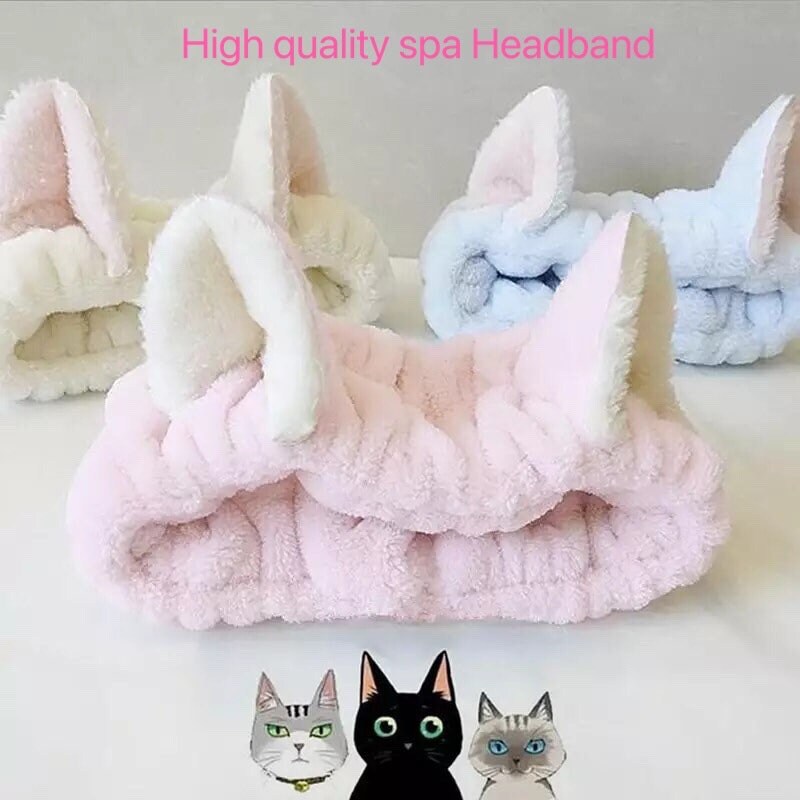 Cat Ears Spa Headband Bath Headband Soft Plush Fluffy Head Etsy