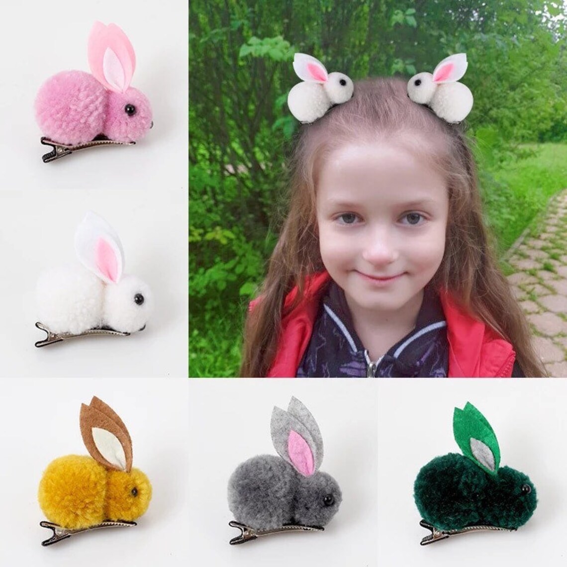 Bunny Headband Easter Hair Clip for Girls Bunny Hair Tie - Etsy