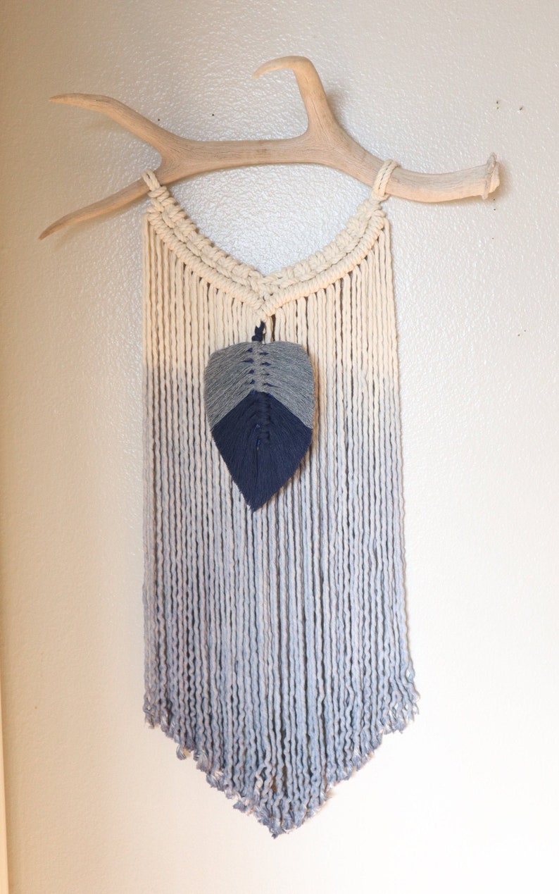 Antler Macrame Leaf Wall Hanging - Etsy