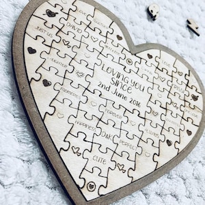 Love Heart Puzzle, Love Heart Gift Puzzle, Personalised Heart Puzzle - Etsy