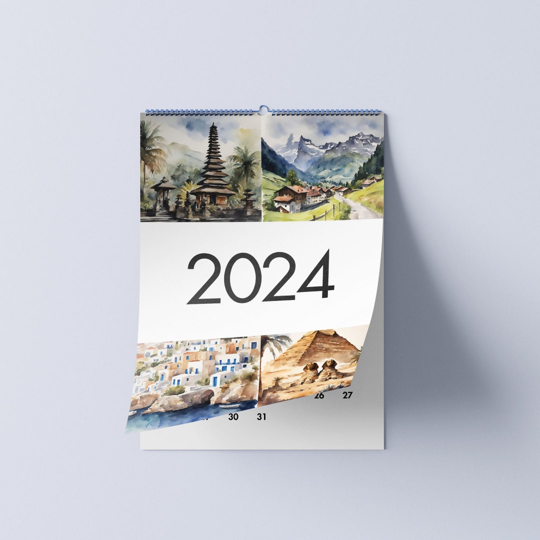 Calendario 2024, Calendario de Viaje, Regalo para Ella, Calendario ...