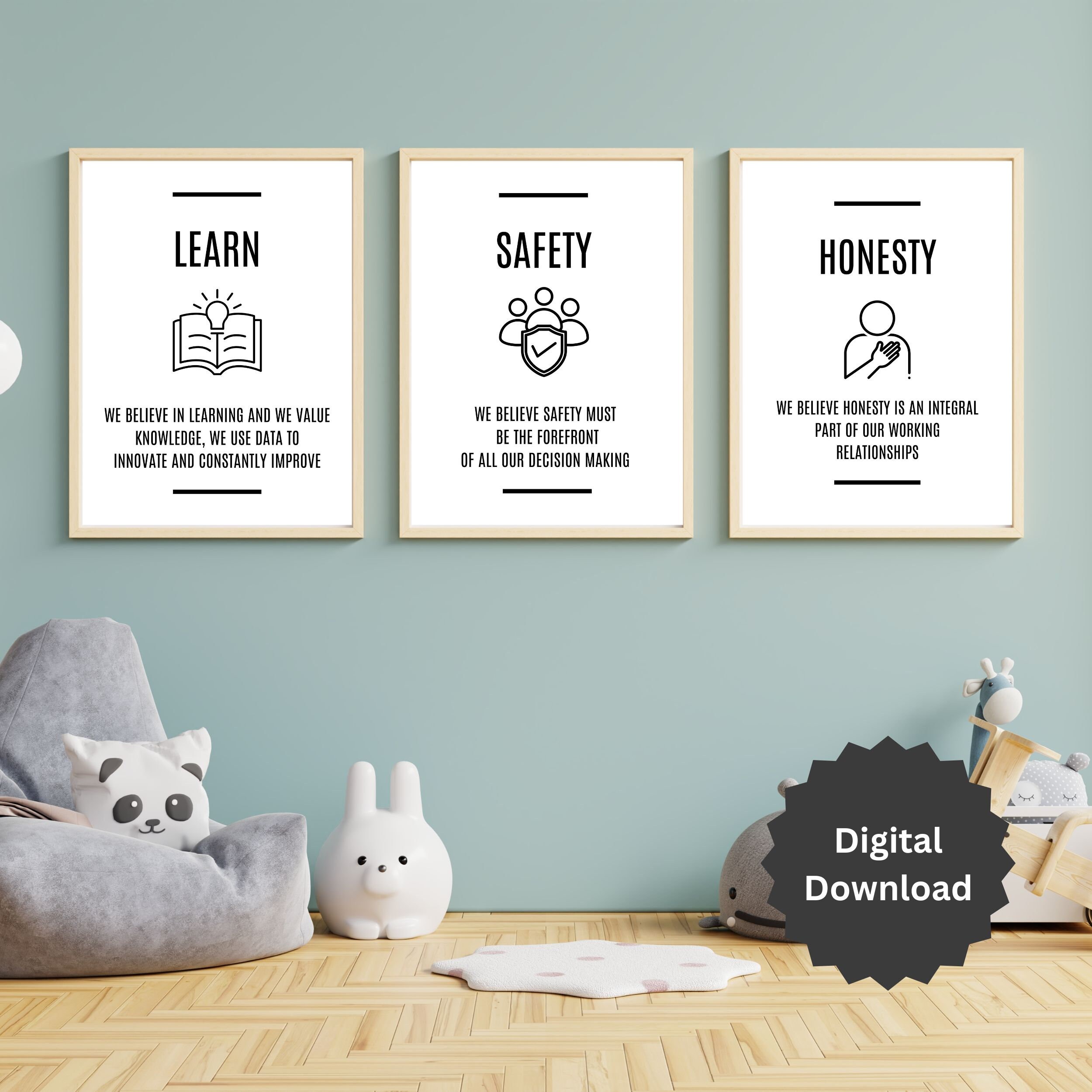 6 Company Core Values Inspirational Wall Art Canvas Print, Teamwork ...