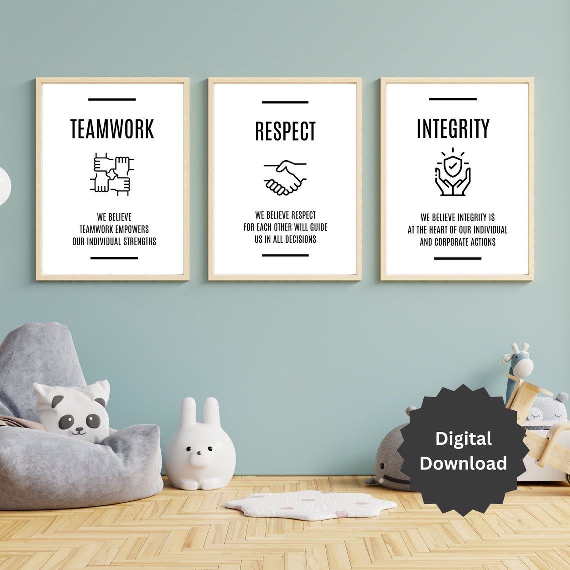 6 Company Core Values Inspirational Wall Art Canvas Print, Teamwork ...