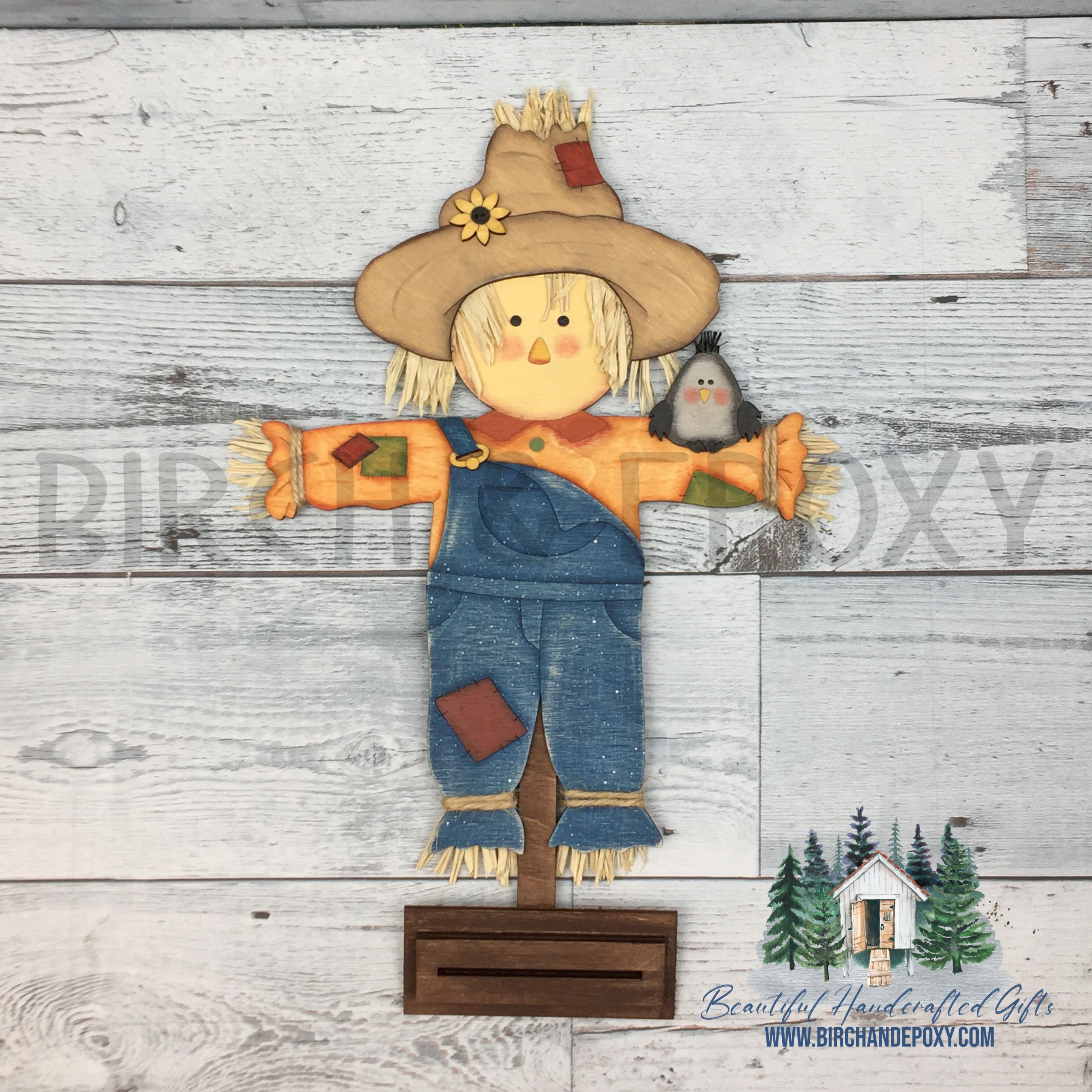 Hand-painted Fall Shelf Sitter Decor - Adorable Autumn Scarecrow Accent ...